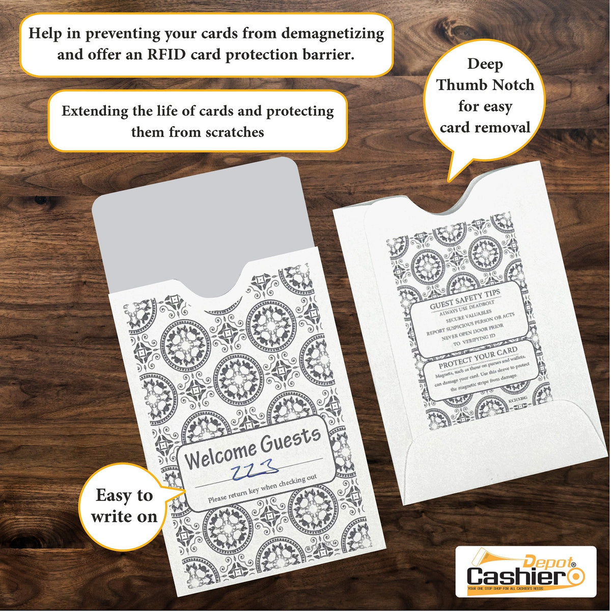 Cashier Depot "Welcome Guest" Key Card Sleeve, 2 3/8" X 3 1/2", Gray ...