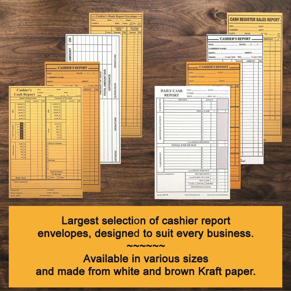 Cashier Depot DC240 Cashier's Report Dual Currency Envelope, 4 1/2" x ...