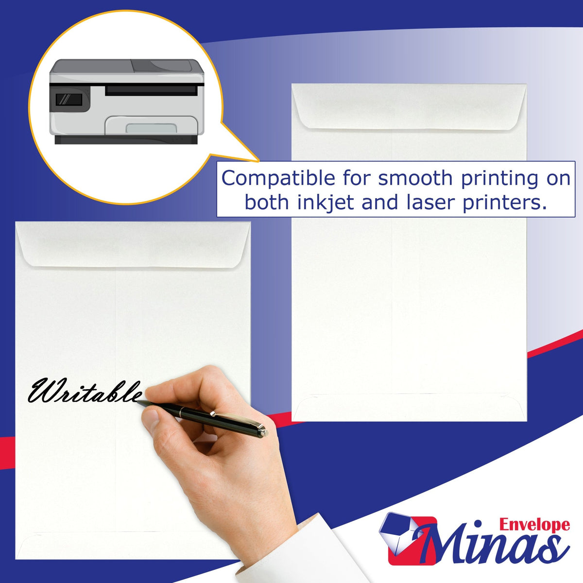 Minas Envelope 6" x 9" Catalog (Open End) Envelopes, Heavy 28lb. White ...